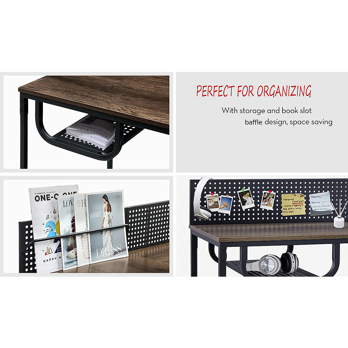 WOHOMO L Shaped Desk 65 Inch No Screw Quick Lock Computer Desk with Storage Basket Gaming Corner Writing Workstation Table with Shelf for Home Office Easy to Assemble, Walnut