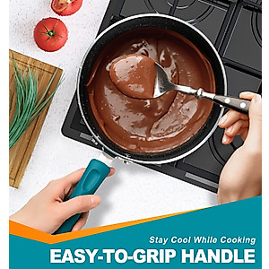 MICHELANGELO Sauce Pan Sets, 1 Qt and 2 Qt Saucepans with Lids, Enameled Sauce Pan with lid, Small Pot with Lid, Non-Stick Saucepan Set, Sauce Pot with Silicone Handle, Oven Safe, Red