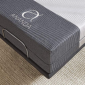 Blissful Nights 13" Ananda Cool Gel and Pearl Infused Hybrid Mattress with Head Tilt Adjustable Bed Base Combo Set (Cal King Split)