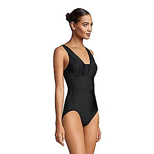 Lands' End Womens Slender Suit Grecian One Piece Swimsuit Black Regular 8