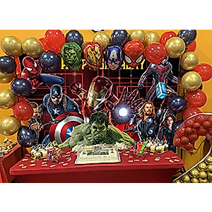 GCH A-vengers Background Marvel Birthday Party Supplies Backdrop Superhero Theme Background Photography for Kids Birthday Banner Boys Birthday Party Decorations Banner Photo Booth Props (5X3FT)