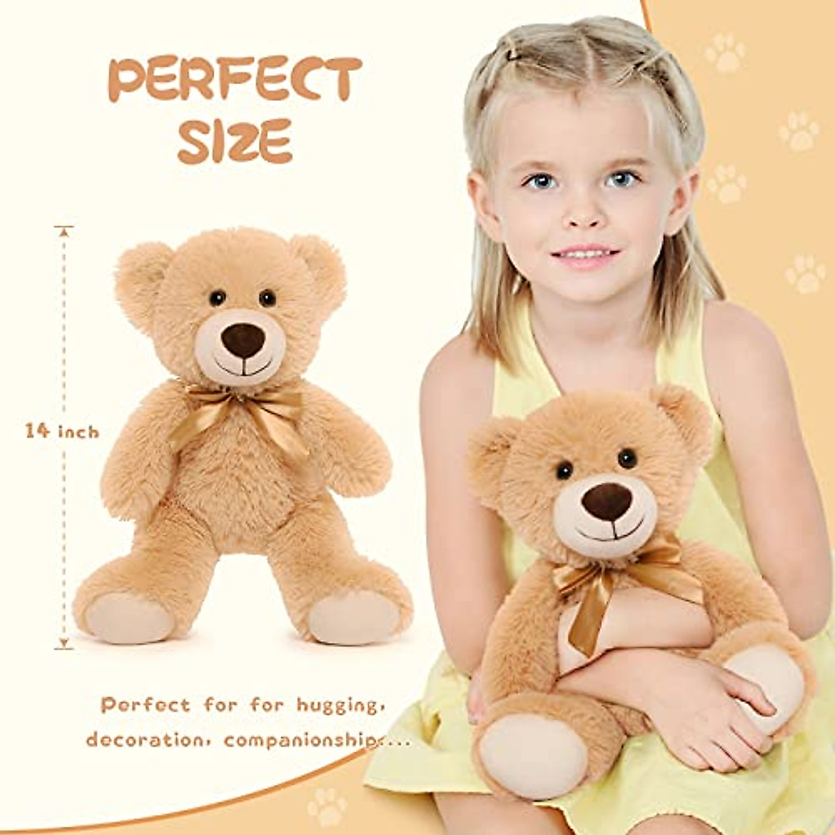 MorisMos 7 Packs Teddy Bears Bulk-14 Inch Bulk Teddy Bear Stuffed Animals in 7 Colors, Plush Teddy Bears Baby Shower for Girl Boy,Small Teddy Bear Stuffed Animals Wholesale for Birthday Christmas
