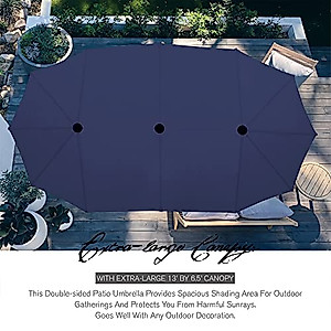 Sophia & William 13ft Double-sided Patio Umbrella, Large Twin Umbrella, Outdoor Umbrella, Navy