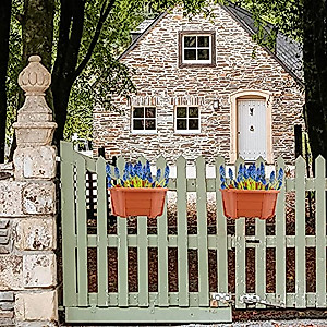 9.84” Wall Hanging Planters Railing Hanging Planters Plants Flowers Plastic Pots Baskets for Balcony Fence Garden Outdoor Indoor 3 Wall Pots(Terracotta red Color)