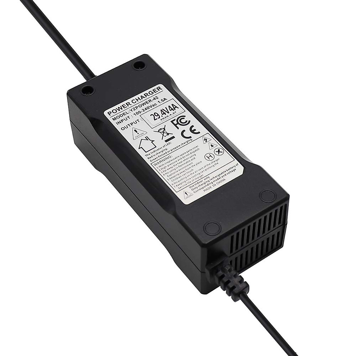 29.4V 4A AC/DC Power Adapter Charger 24V 4A for 24V 7S Lithium Li-ion Battery, 5.5x2.1mm DC Plug with 5.5 * 2.5mm Tip
