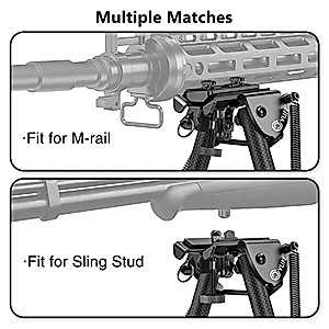 CVLIFE 6-9 Inches Carbon Fiber Bipod with Adapter for M-Rail