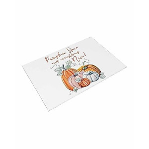 Outdoor Rug Pumpkin Space Fall Harvest Thanksgiving Autumn Leaf Orange Area Rug, Easy Cleaning Waterproof Outdoor Plastic Straw Rug for Patio Decor Backyard Deck Picnic Camping Living Room, 4x6 Feet