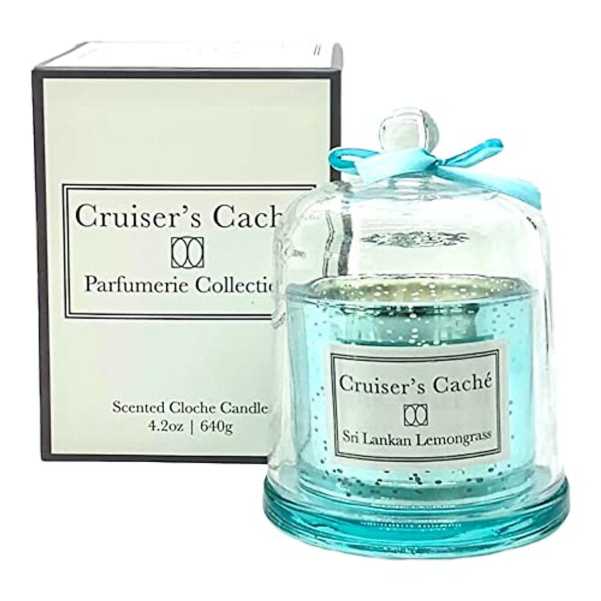 Cruiser’s Caché | Parfumerie Collection | Sri Lankan Lemongrass | Scented Cloche or Dome Candle Jar | 4.2oz | 25hr Burn Time