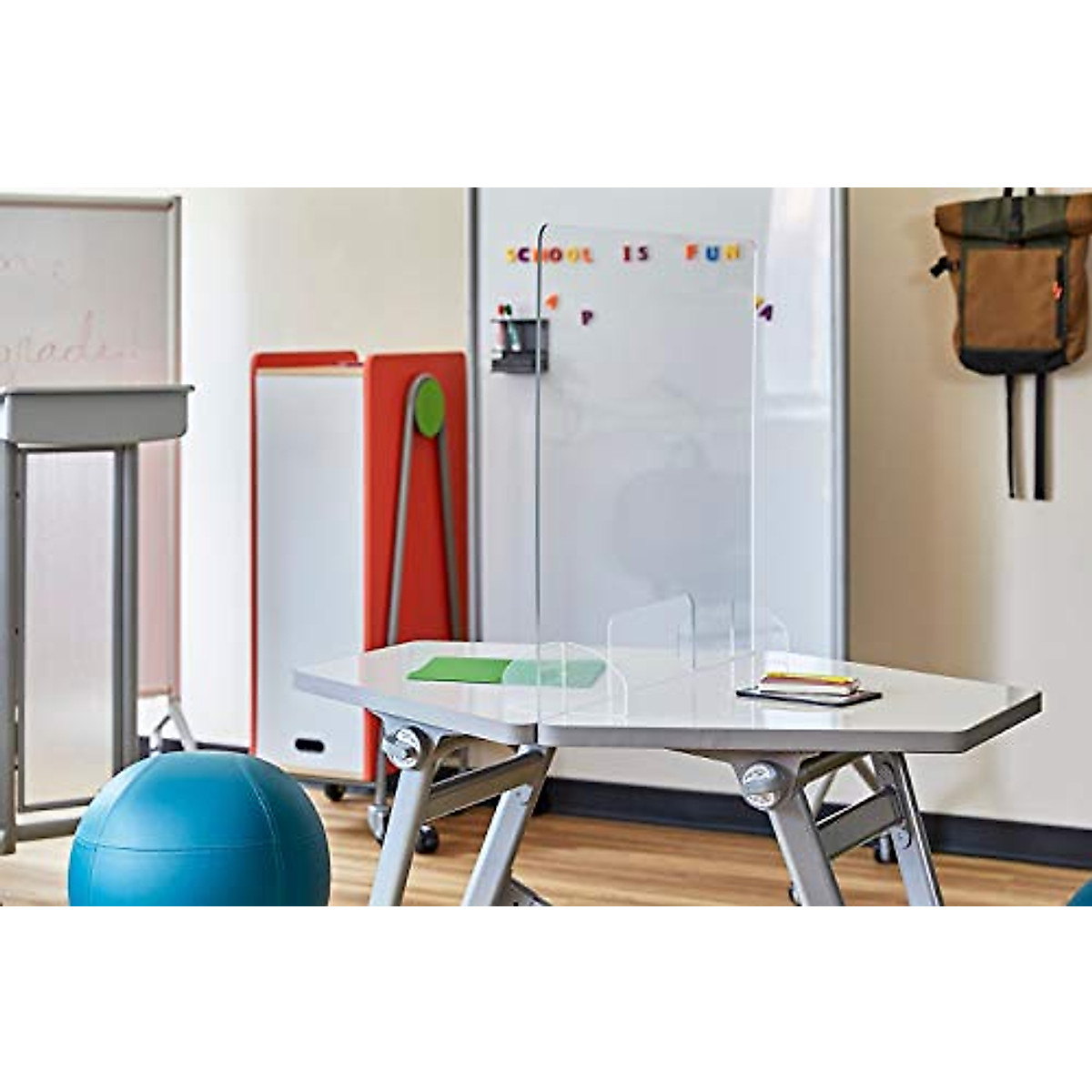 Safco Products Protective Acrylic Portable Sneeze Guard, Freestanding Cough & Sneeze Shield for Workers, Receptionists & Customers, 29.5"W x 23.5"H, Sturdy 0.236" Material Thickness