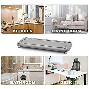 SILATU Instant Dry Sink Organizer - Bathroom Fast Drying Sink Caddy, Fast Drying Stone Sink Tray for Kitchen, Diatomaceous Earth Bathroom Sink Organizer, Stainless Steel Feet with Sponge Holder