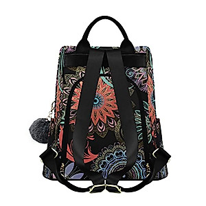 senya Women's Fashion Backpack Purses, Mandala Ethnic Indian Backpack Shoulder Bag for Women