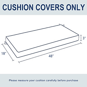 Melody Elephant Outdoor Cushion Covers with Ties, Patio Cushion Slipcovers Replacement for Decoration Garden Sofa Bench,48"x18"x3", Flower Blue