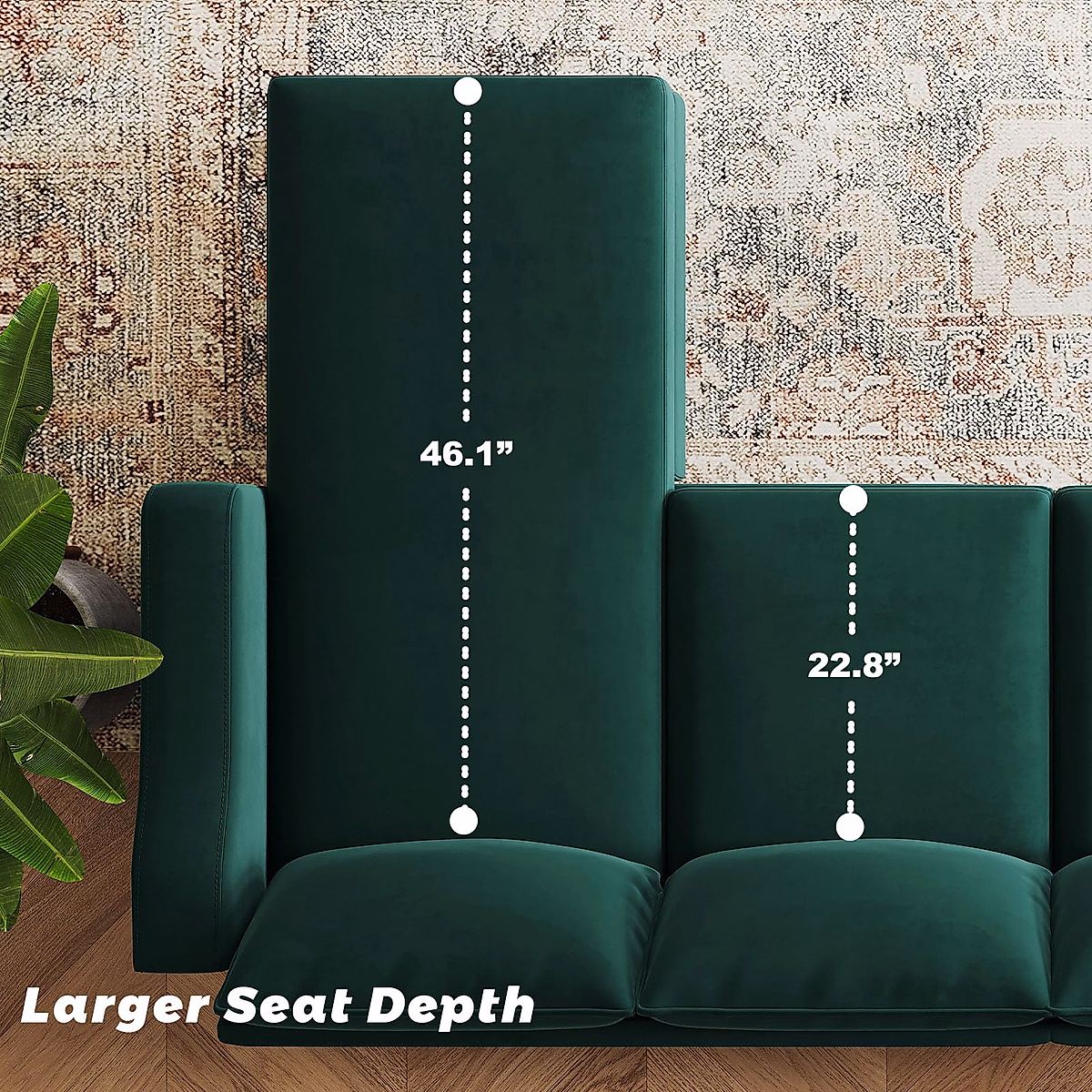 Belffin U Shaped Sectional Sofa Velvet Convertible Sofa with Reversible Chaises Sectional Couches with Ottomans for Living Room (Green)…