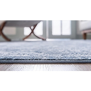 Unique Loom Portland Collection Area Rug - Albany (7' 10" Square, Blue/ Gray)