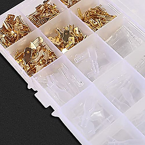 ACEIRMC 270Pcs Assortment Kit Quick Splice Male and Female Wire Spade 2.8/4.8/6.3mm Connector Crimp Terminal Block with Insulating Sleeve for Electrical Wiring Car Audio Speaker (Gold)