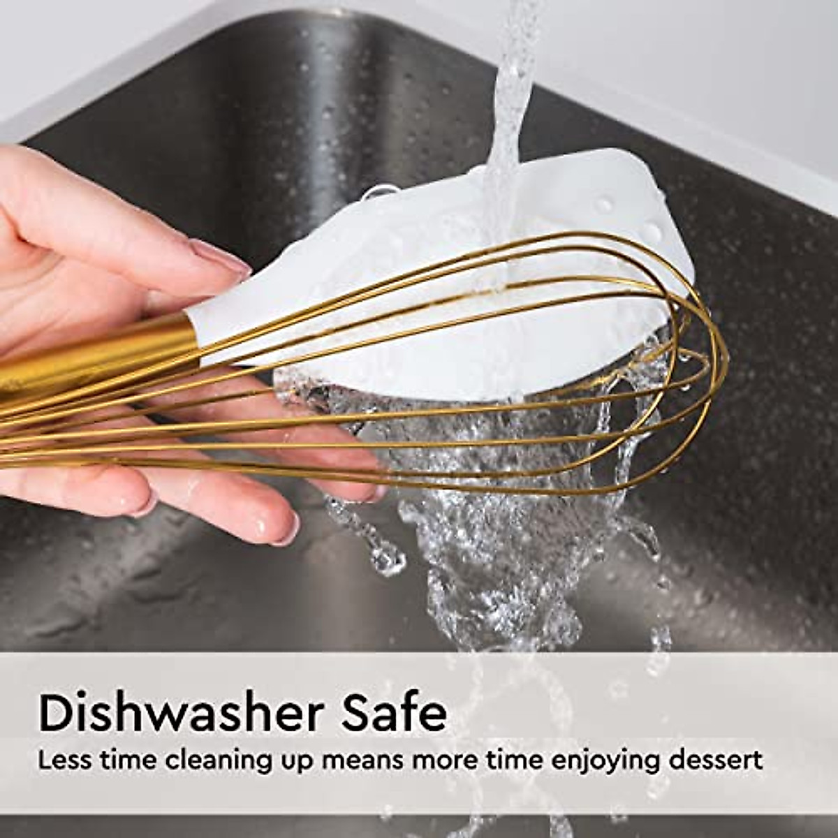 White Silicone and Gold Cooking Utensils Set with Gold Utensil Holder: 17PC Set Includes White & Gold Measuring Cups and Spoons Set,White Utensils Set,Gold Spatula,Gold Whisk -Gold Kitchen Accessories