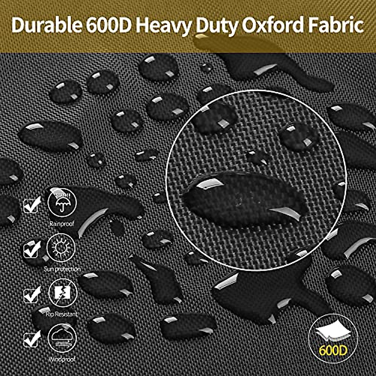 Patio Chair Cover Waterproof, Outdoor Lounge Deep Seat Sofa Cover, Heavy Duty Patio Furniture Cover for All-Weather Protection Black (38 x 31 x 20 /29 inch)