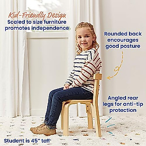 ECR4Kids Bentwood Chalkboard Table and Chair Set, Kids Furniture, Natural, 5-Piece