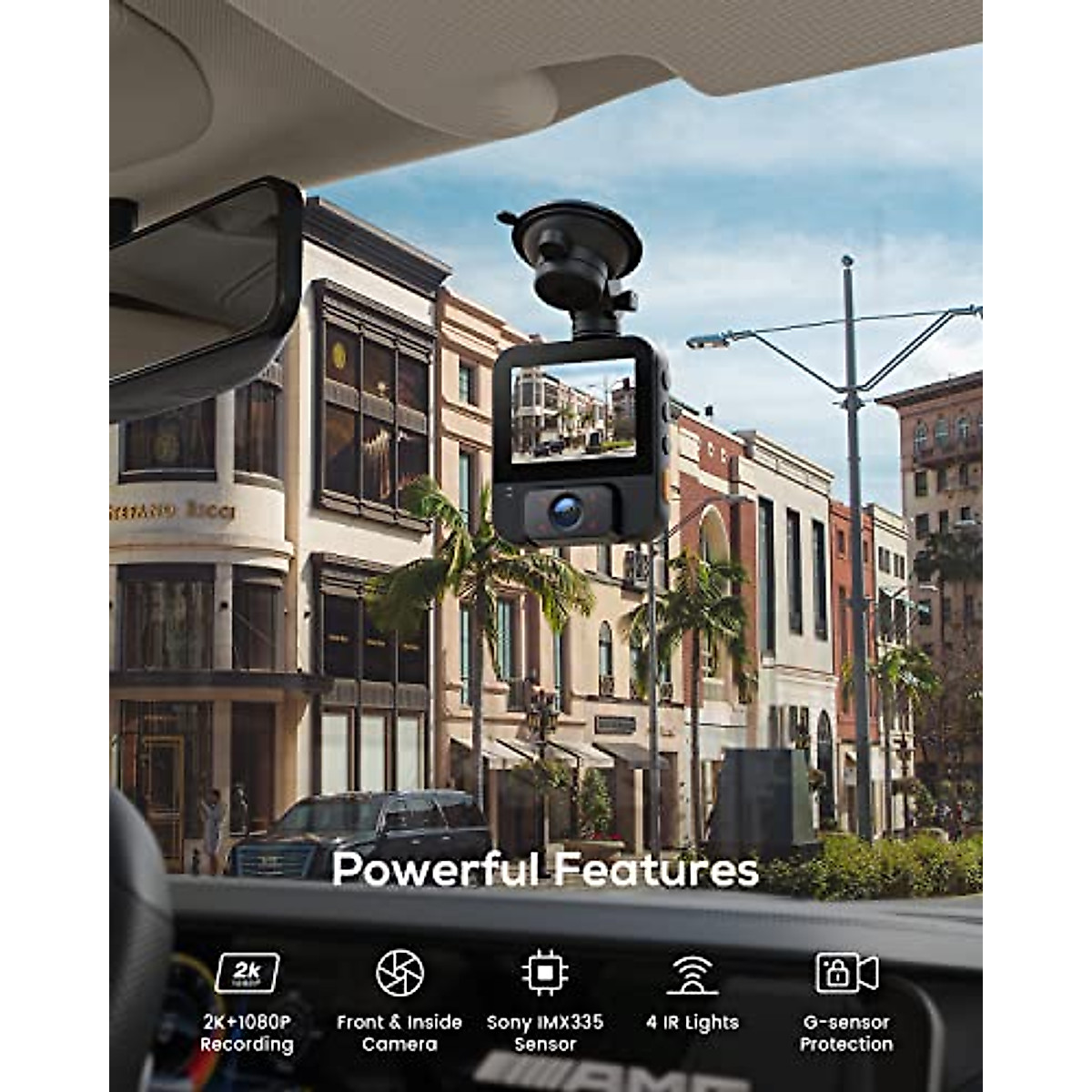 iZEEKER 2K Dash Cam Front and Inside, 1440P Dual Dash Camera for Cars with Starvis Sensor, Infrared Night Vision for Taxi Driver, Accident Record, Loop Recording, Parking Mode