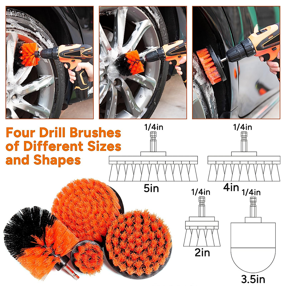 MateAuto Drill Brush Set, 20PCS Car Detailing Kit, Auto Detailing Supplies with Detailing Brush Set, Cleaning Gel for Car Wheel Brush, for Vehicles Interior and Exterior