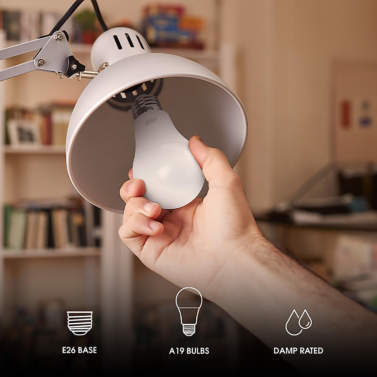 Feit Electric A19 LED Light Bulb, 60W Equivalent, Dimmable, 800 Lumens, E26 Medium Base, 5000K Daylight, CRI 90, 25,000 Hour Lifetime, UL Listed, Damp Rated, 4 Pack, OM60DM/950CA/4