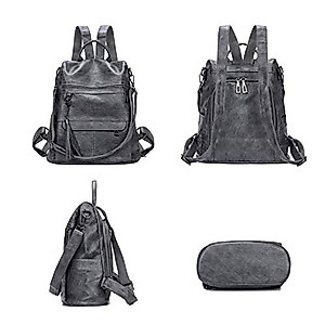Alovhad Backpack Purse for Women Fashion PU Leather Anti-Theft Shoulder Bag Designer Tassel Rucksack Ladies Tote Handbag (Grey)
