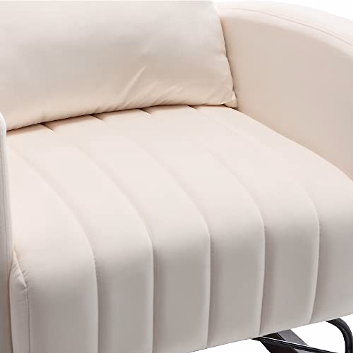 SZUBEE Modern Velvet Nursery, Accent Rocking Chair with with Solid Metal Legs, Upholstered Comfy Glider Rocker for Reading, Bedroom and Living Room,Beige