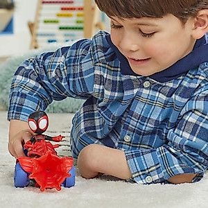 Spidey and His Amazing Friends Miles Morales: Spider-Man Techno Racer Set, 4-Inch Scale Action Figure with Vehicle and Accessory, Marvel Preschool Toys, Easter Gifts, 3+