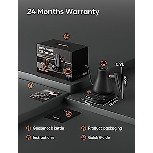 INTASTING Electric Kettle, Electric Tea Kettle with LCD Display, ±1℉ Temperature Control Gooseneck Electric Kettle, Auto Shut-Off/Keep Warm/Brew Timer, Quick Heating Hot Water Kettle Electric, 0.9L