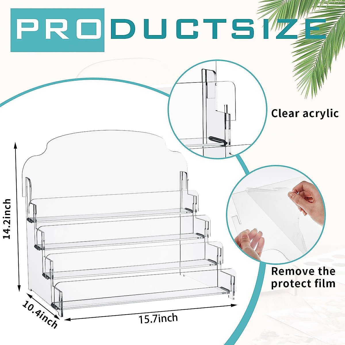 Menkxi 4 Tier Acrylic Greeting Card Display Stand Portable Sticker Display Stand Card Display Rack Card Holder Postcard Organizer for Retail Counter Desk Stamp Mail Photos Storage (Clear,Large)