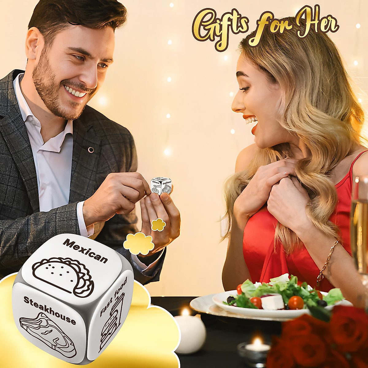 Fathers Day Dad Gifts Easter Basket Stuffers for Adults, Gifts for Him Her, Date Night Couple Gifts for Boyfriend Girlfriend, Winzwon Food Decider Dice Anniversary Wedding Birthday Gifts for Men Women