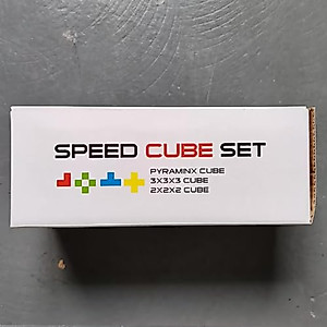 Vdealen Speed Cube Set, 2x2x2 3x3x3 Pyramid Magic Cube Set, Puzzle Cube Toys Birthday Party Christmas Stocking Stuffers Gift for Kids Teens Adults(Carbon Fiber Sticker)