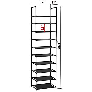 FIDUCIAL HOME 10 Tiers Shoe Rack 20-25 Pairs Sturdy Shoe Shelf