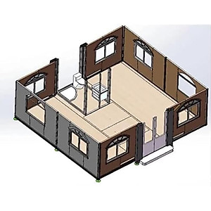 HUGHEARTS Portable Prefabricated Tiny Home 20x20ft, Mobile Expandable Plastic Prefab House for Hotel, Booth, Office, Guard House, Shop, Villa, Warehouse, Workshop (with Restroom)