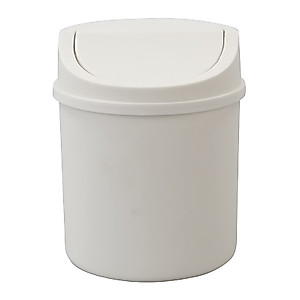 Lesbin 0.5 Gallon Plastic Tiny Trash Can with Swing Lid, Mini Desktop Waste Can, White