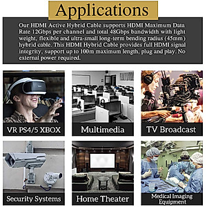 phoossno Certified 8K HDMI 2.1 Fiber Optical Cable,10K Ultra High Speed HDMI 33ft 48Gbps 4K 120Hz 8K 120Hz 10K 120Hz, eARC Dolby Vision Atmos HDR10 RTX 3080/3090 4090 PS5 Xbox Sony LG C9/B9