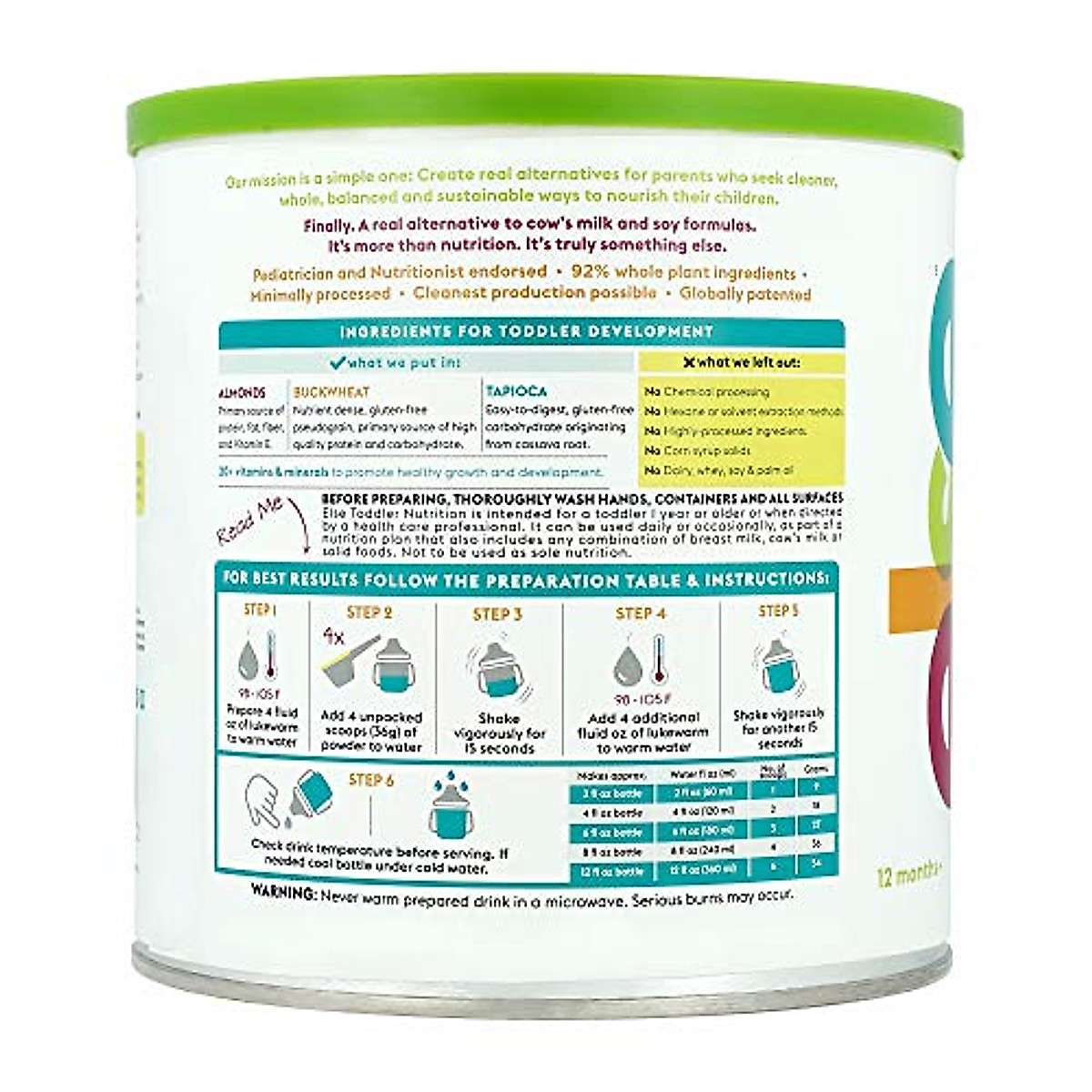 (4-Pack) Else Plant-Based Complete Nutrition Drink for Toddlers, 22 Oz., Dairy-Free, Soy-Free, Corn-Syrup Free, Gluten-Free, Non-GMO, Whole plants Ingredients, Vitamins and Minerals for 12 mo.+, Vegan, Organic