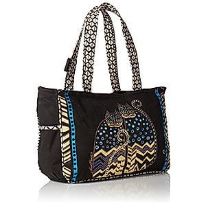 Laurel Burch Medium Tote Zipper Top 15.5"X4.5"X10", Spotted Cats
