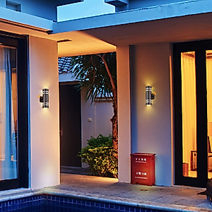 TENGXIN Outdoor Wall Light,Dusk to Dawn Modern Outdoor Wall Sconce with Stainless Steel Cylinder,Brushed Nickel Finsh Wall Mount Light,E26 Socket,IP65 Waterproof,UL Listed. ?Brushed Nickel ?