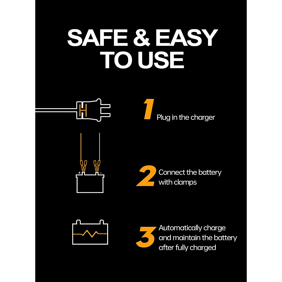 PZ.P 12v Smart Car Battery Charger, 5Amp Fully-Automatic Trickle Charger, Battery Desulfator with Auto Repair, 12 Volt Battery Maintainer, Winter Mode, Suitable for AGM, Deep Cycle, Lawn Mower, RV