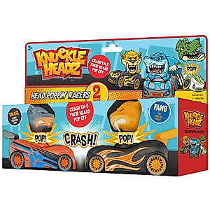 Knuckle Headz Duo Head Poppin' Quick Shot Pull Back Crash Derby Race Cars - Fang The Tiger and Snarl The Wolf