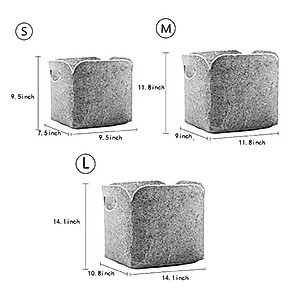 Foldable Felt Fabric Storage Basket, Convenient Box Organizer with Carry Handles for Office Bedroom Closet Babies Nursery Toys DVD Laundry Organizing (1 Pcs Medium)