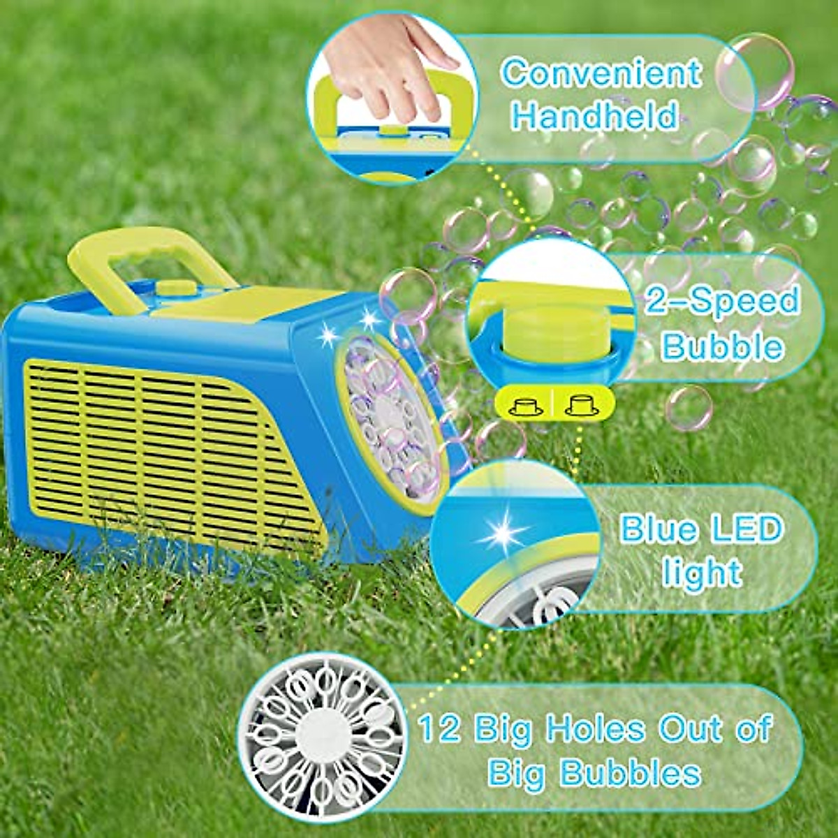 Bubble Machine, Bubble Maker,15000+ Bubbles Per Minute, 2 Speed Levels,Big Bubble Hole,Automatic Bubble Machine,Bubble Blower for Kids Toddler,Outdoor Toys for Party, Birthday, Wedding