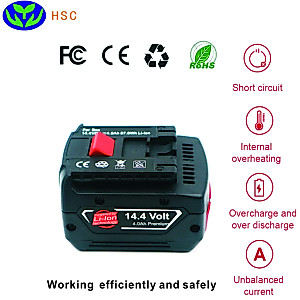 4000mAh 18650 Battery Pack BOS14.4B Li-ion Battery 14.4V Replacement for Bosch BAT607 BAT607G BAT614 BAT614G Battery Pack 14.4V