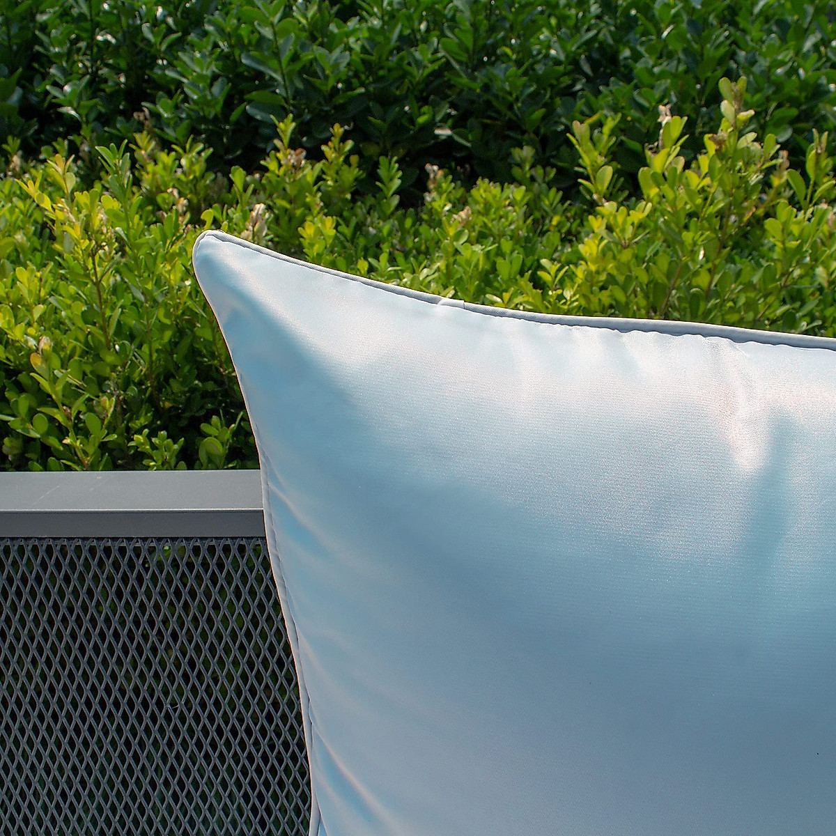 Kevin Textile Patio Furniture Pillows Outdoor Waterproof Pillow Covers with White Piping for Garden Couch, 2 Pieces, 20"x20", Light Blue