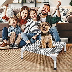 Kuntrust Elevated Outdoor Dog Bed Updated Raised Pet Cot Cooling Puppy Bed Lifted Dog Bed for Small Pets|Indoor Detachable Raised Dog Bed with Non-Slip Feet,Double-layer Cloth(S)
