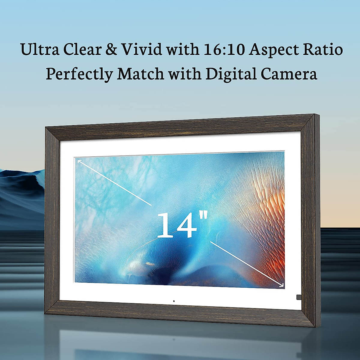 BSIMB 32GB 13.3 Inch Wood-Effect WiFi Digital Photo Frame HD IPS Touch Screen Smart Large Picture Frame with Remote Control, Auto-Rotate, Wall Mountable, Easy to Share Photos & Videos via App & Email