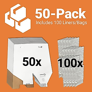 Customizable 42-Gallon Cardboard Trash, Waste & Recycling Containers (50 Pack, White) – Add Your Logo and Text for Any Occasion Including Trade Shows, Weddings, Events, Concerts & Large Gatherings