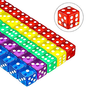 [50 Pieces] 6-Sided Games Dice Set, Colored Dice with Black Velvet Pouches for Playing Games, Like Board Games, Dice Games, Math Games, Party Favors