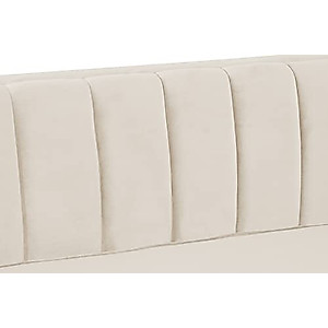 Morden Fort Velvet Loveseat Contemporary Loveast Sofa with Metal Legs Home Theater Upholstered Modern Chesterfield Loveast Sofa Furniture for Living Room Office Bedroom Apartment, Beige